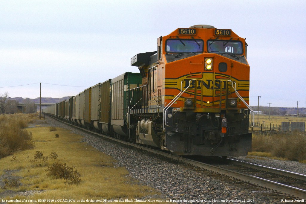 BNSF 5610 AC44CW working in rare fashion as a DP unit